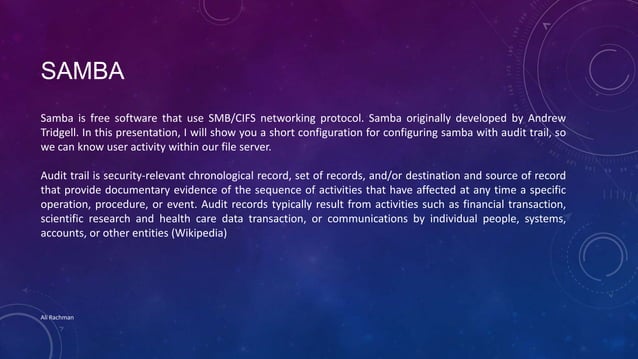 Short samba tutorial with audit trail function | PPT