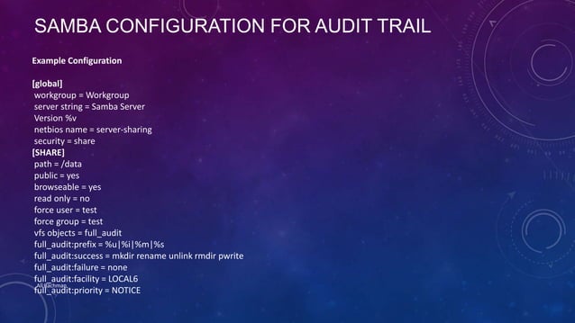 Short samba tutorial with audit trail function | PPT