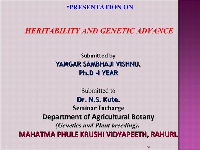 Heritability Its Type And Estimation Of It Ppt