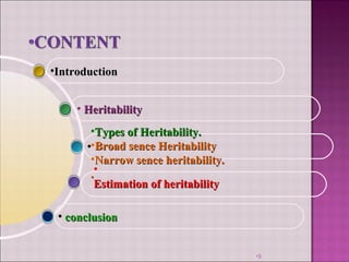 heritability its type and estimation of it | PPT