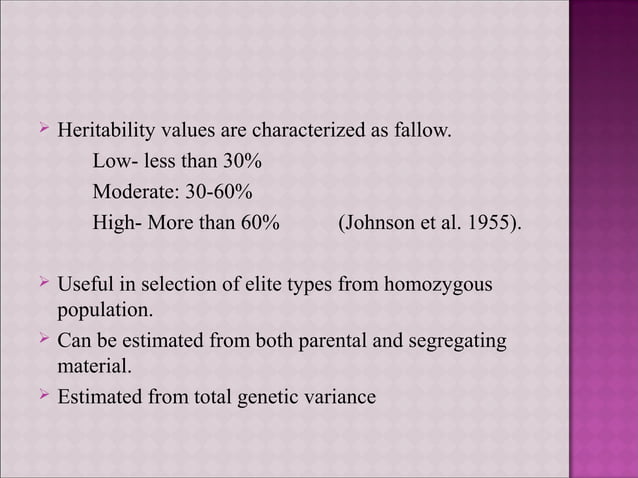 Heritability Its Type And Estimation Of It Ppt