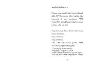 sambutan pbak institut kh. ahmad sanusi sukabumi | PPT
