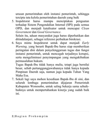 Sambutan bupati apel inspektorat | PDF