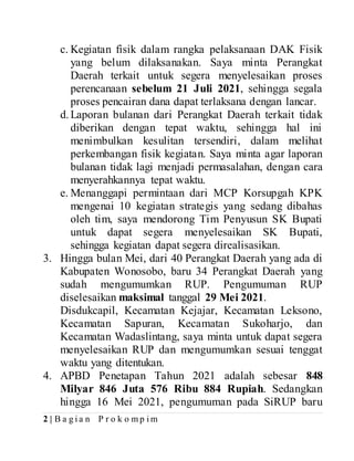 Sambutan bupati rakor pobl | PDF