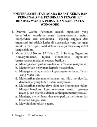 Sambutan bupati wonosobo acara dharma wanita persatuan | PDF