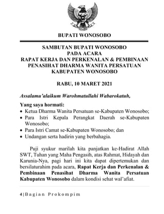 Sambutan bupati wonosobo acara dharma wanita persatuan | PDF