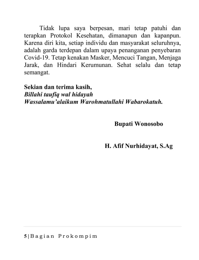 Sambutan bupati wonosobo acara pelantikan pengurus pc ipnu ippnu | PDF