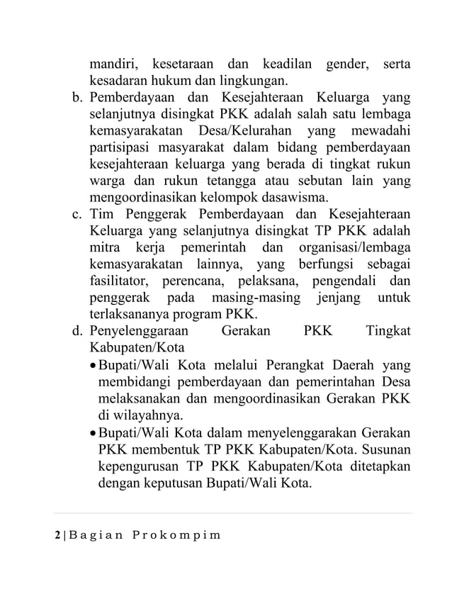 Sambutan bupati wonosobo acara pelantikan pengurus pkk | PDF