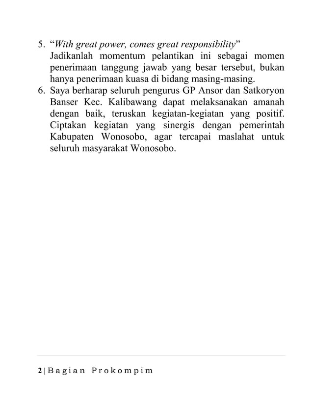 Sambutan bupati wonosobo acara peringatan isra miraj dan pelantikan gp ...