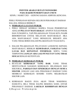 Sambutan bupati wonosobo acara rapat koordinasi pemerintahan umum | PDF