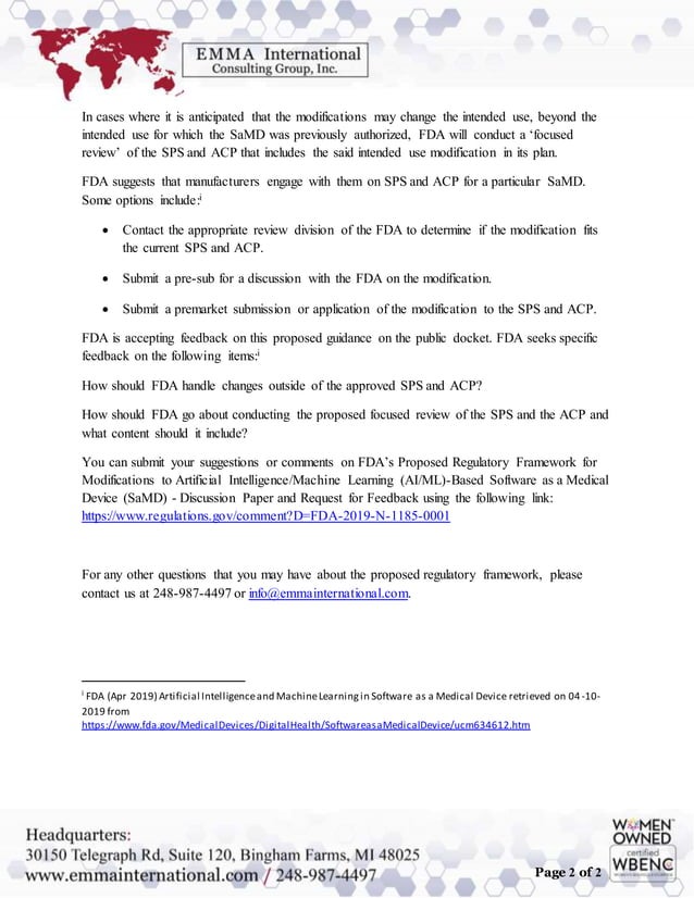 FDA’s Approach to SaMD Modifications | DOCX | Technology Industry ...