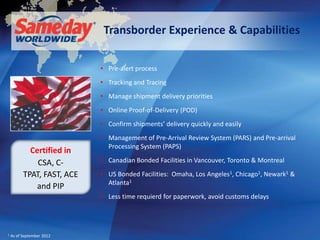 Sameday Worldwide Overview 2012 | PPTX
