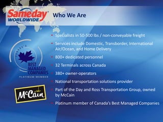 Sameday Worldwide Overview 2012 | PPTX