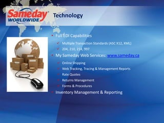 Sameday Worldwide Overview 2012 | PPTX