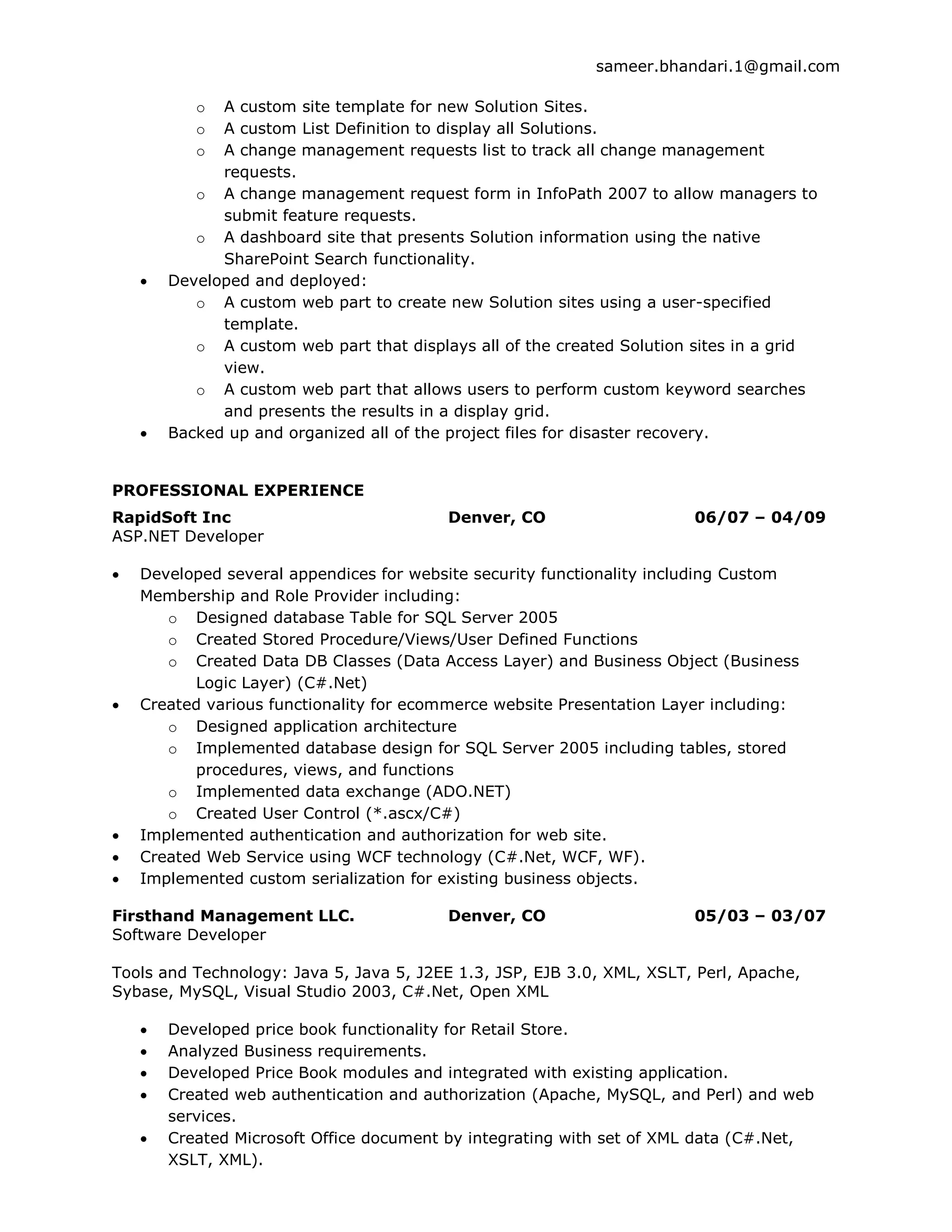 Sameer Bhandari Resume | PDF