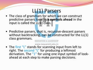 LL(1) Parsers | PPT