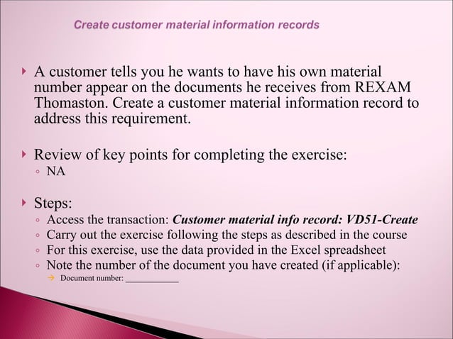 Sameers Managing Customer Material Info Record | PPT