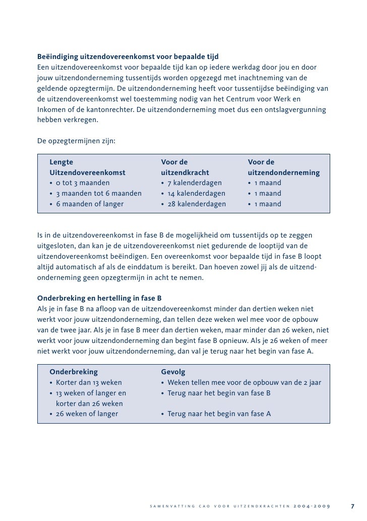Samenvatting cao voor uitzendkrachten