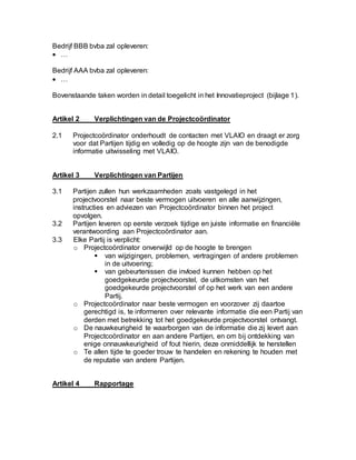 Samenwerkingsovereenkomst voor innovatieproject | DOC | Business ...