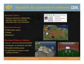 Sametime 3D - Virtual Worlds in OpenSim | PDF | Web Conferencing | Computer Software and ...