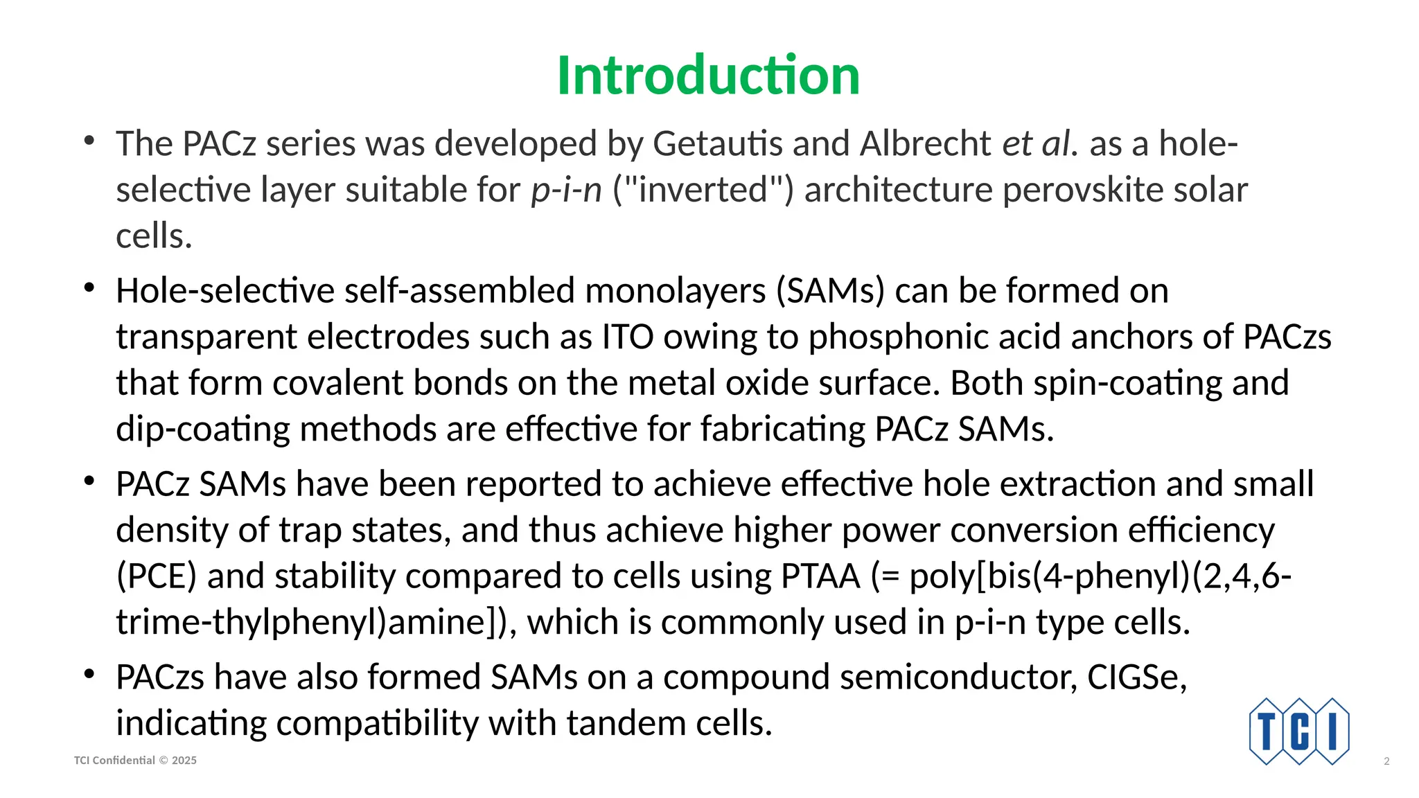 SAM Formation Reagents for Solar Cell Performance | PPTX