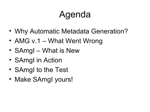 SAmgI: Automatic Metadata Generation v.2 | PPT