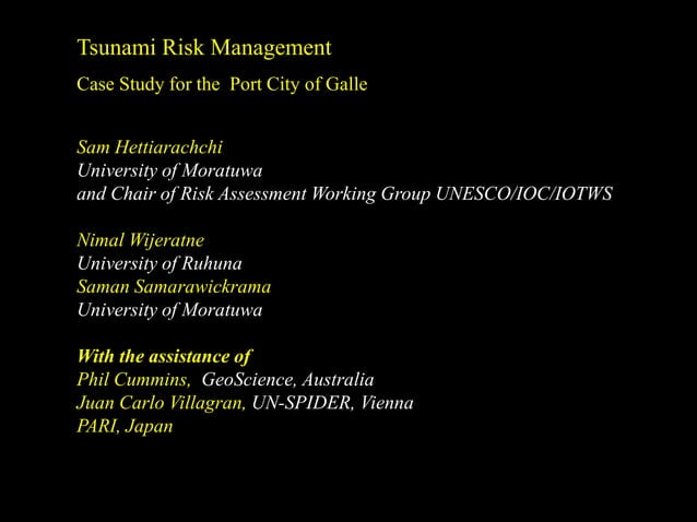 Tsunami risk assessment and management - case studies from Sri Lanka | PPTX