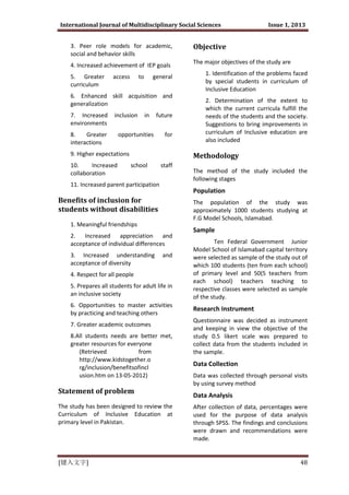 A Review of Inclusive Education Curriculum at primary level in Pakistan ...