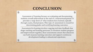 saminar on Assessment of learning and assessment for learning .pdf