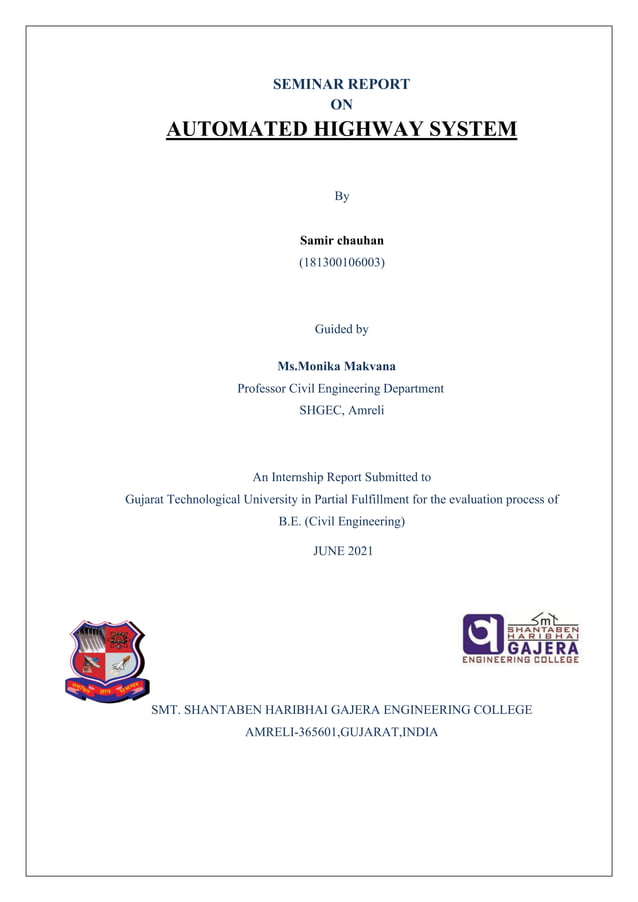 Automated Highway System Report | PDF | Civil Engineering Industry | Industries