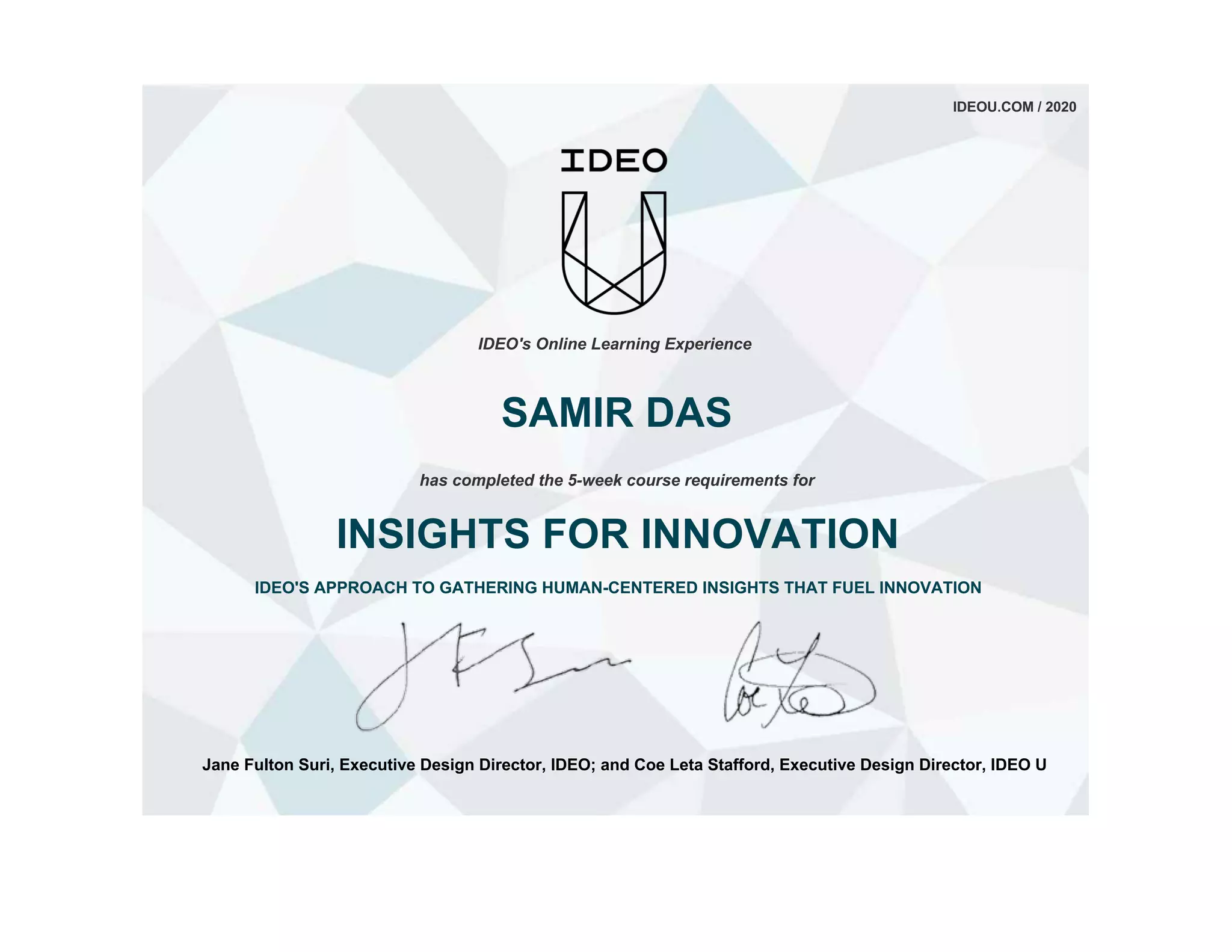 IDEO U Insights for Innovation Certificate | PDF