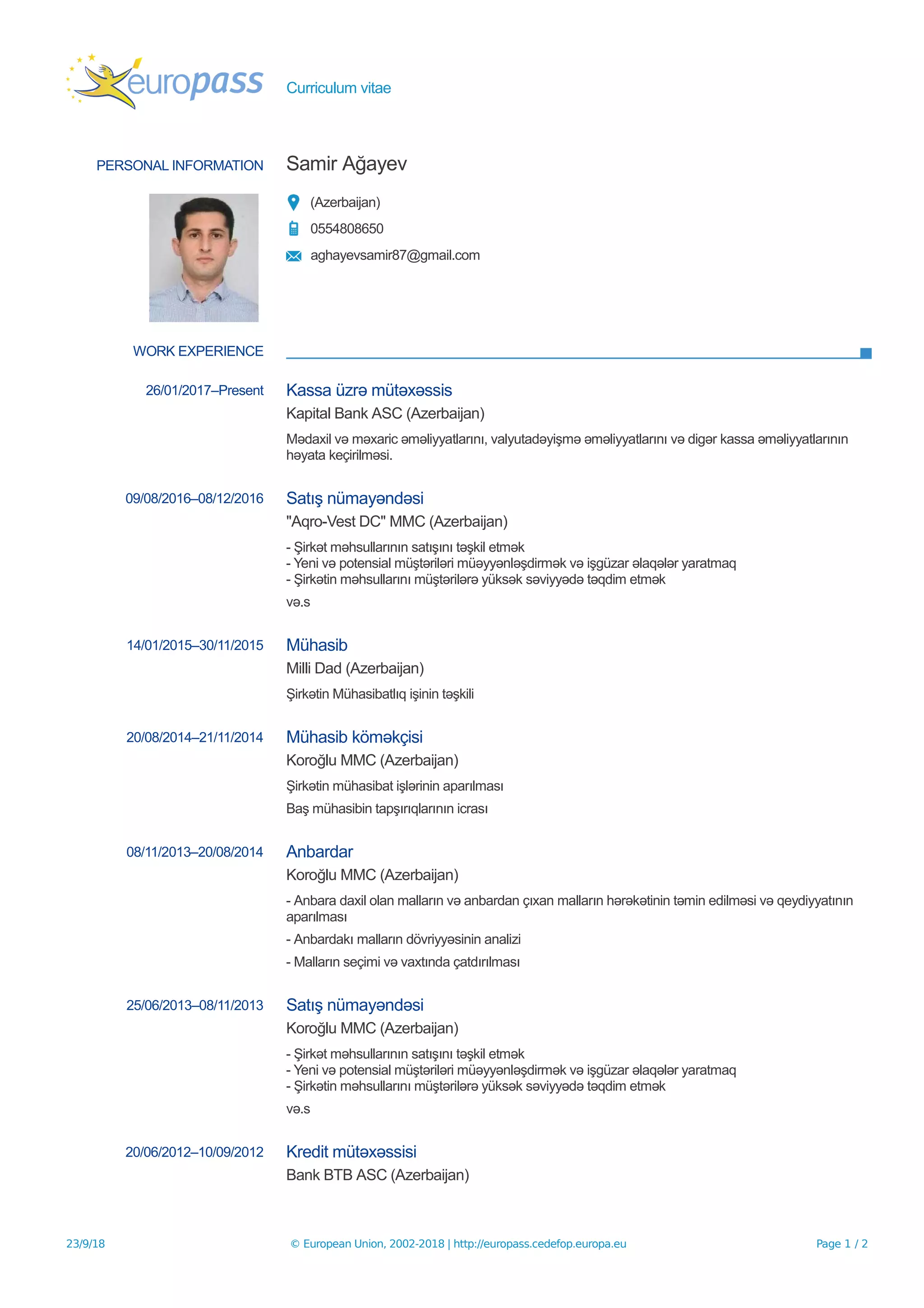 Samir Ağayev CV | PDF