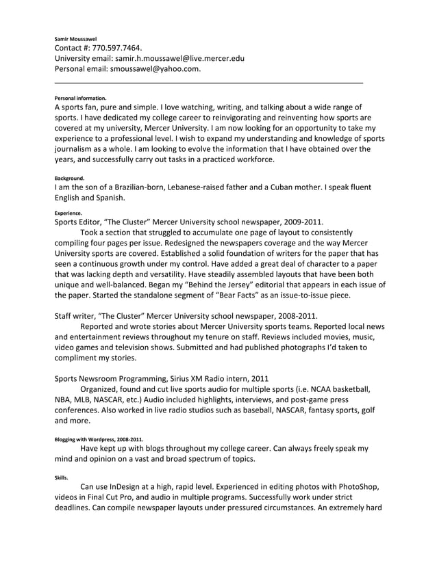 Samir resume | DOCX | Sports