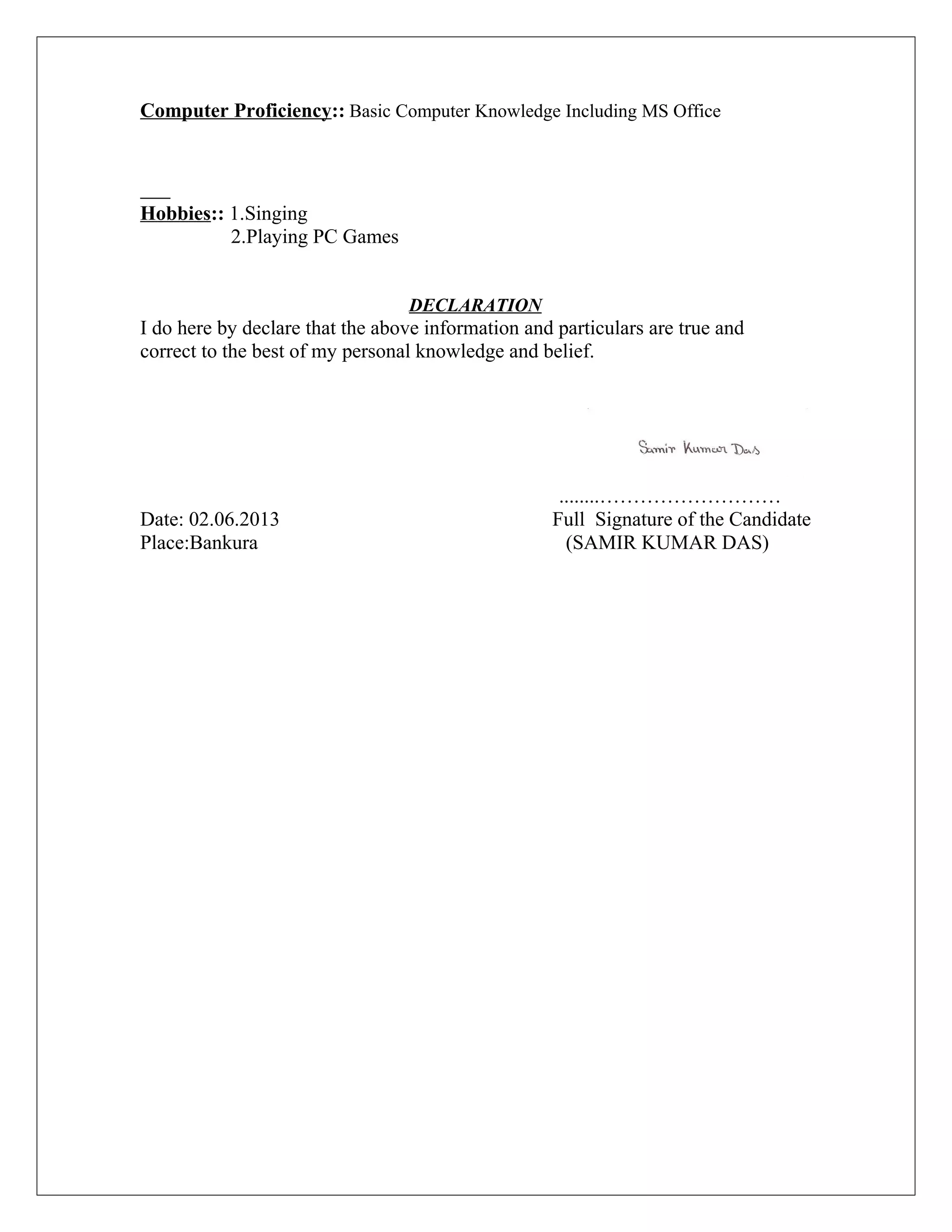 Samir resume. format | DOC