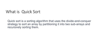 Quicksort algorithm and implantation process | PPT