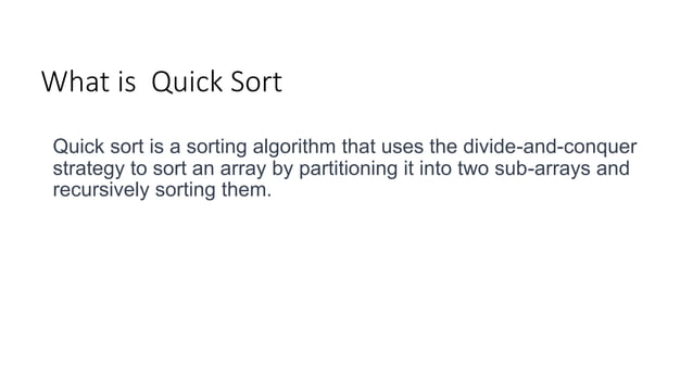 Quicksort Algorithm And Implantation Process Ppt
