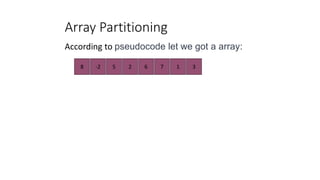 Quicksort algorithm and implantation process | PPT