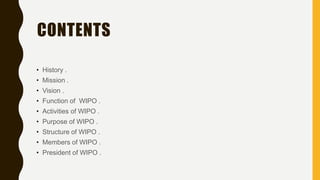 WIPO - The World Intellectual Property Organization . | PPTX