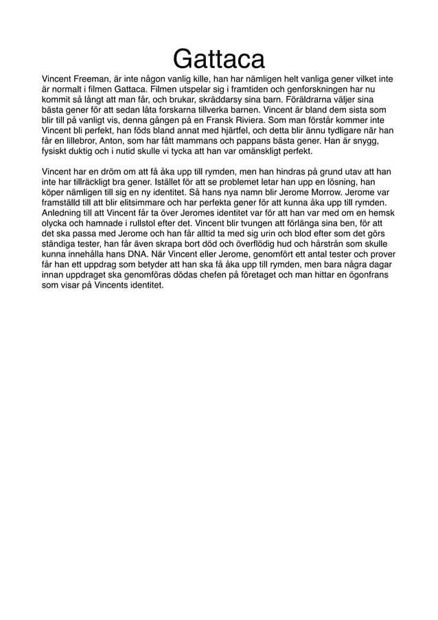 Sammanfattning gattaca | PDF