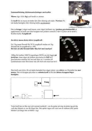 Sammanfattning Lektionsanteckningar Om Krafter | DOC | Physics | Science