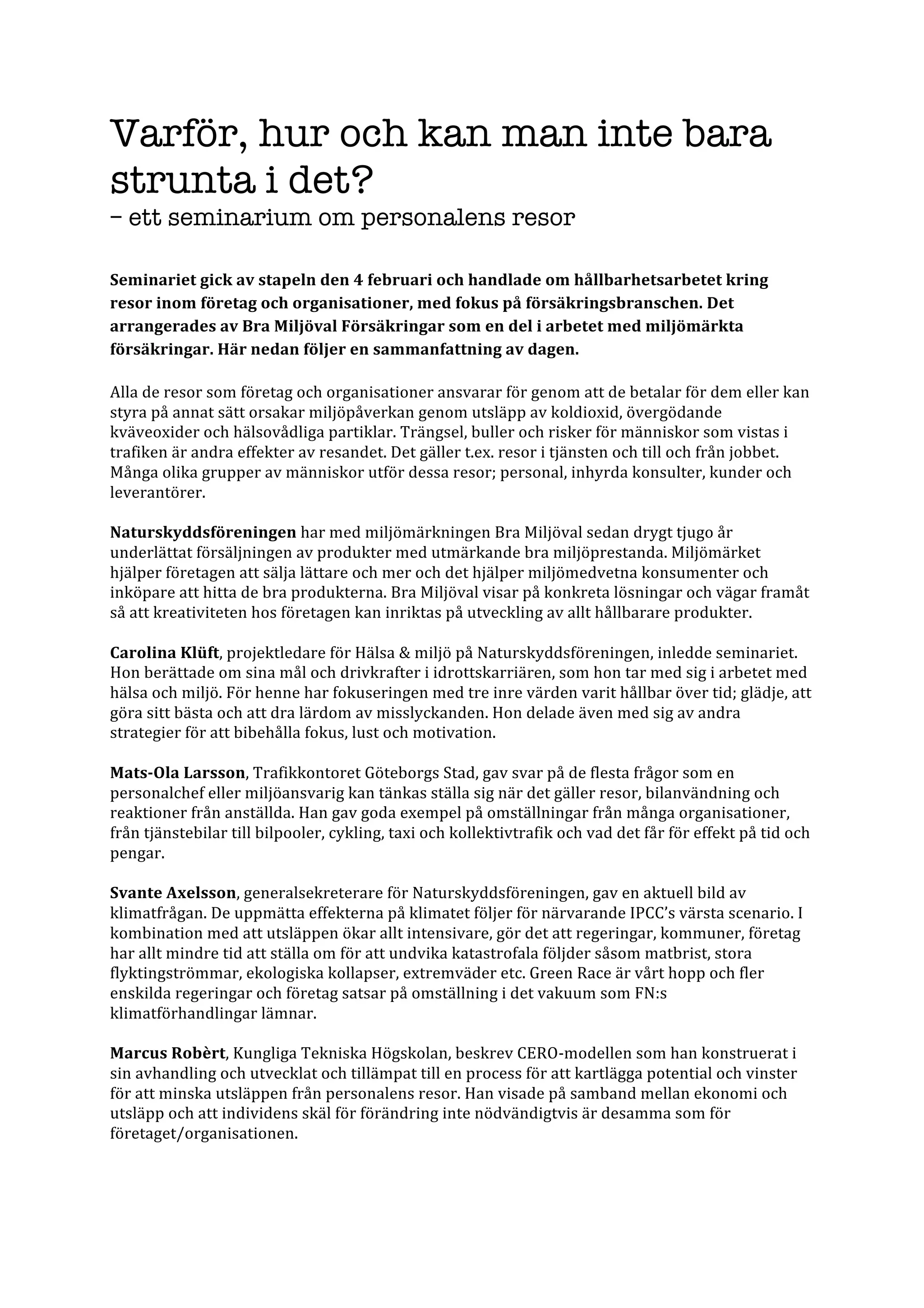 Sammanfattning - Resor inom företag & organisaitioner | PDF