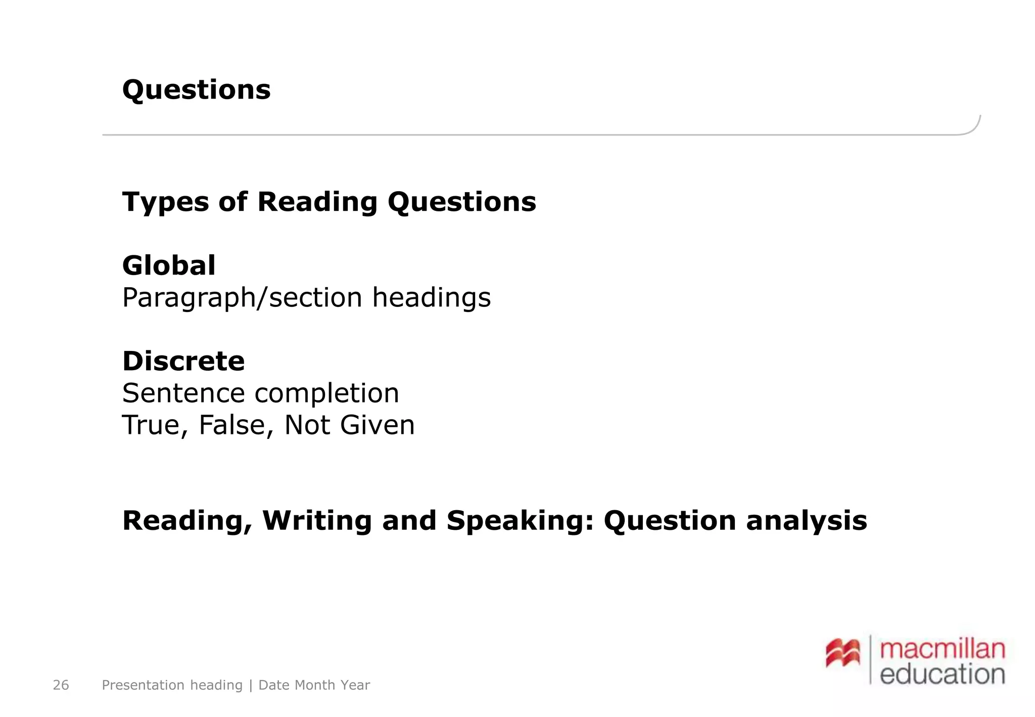 Sam McCarter TH presents Integrating speaking and reading components in the Academic version of ...