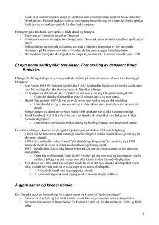 Sammendrag norsk språkhistorie | PDF