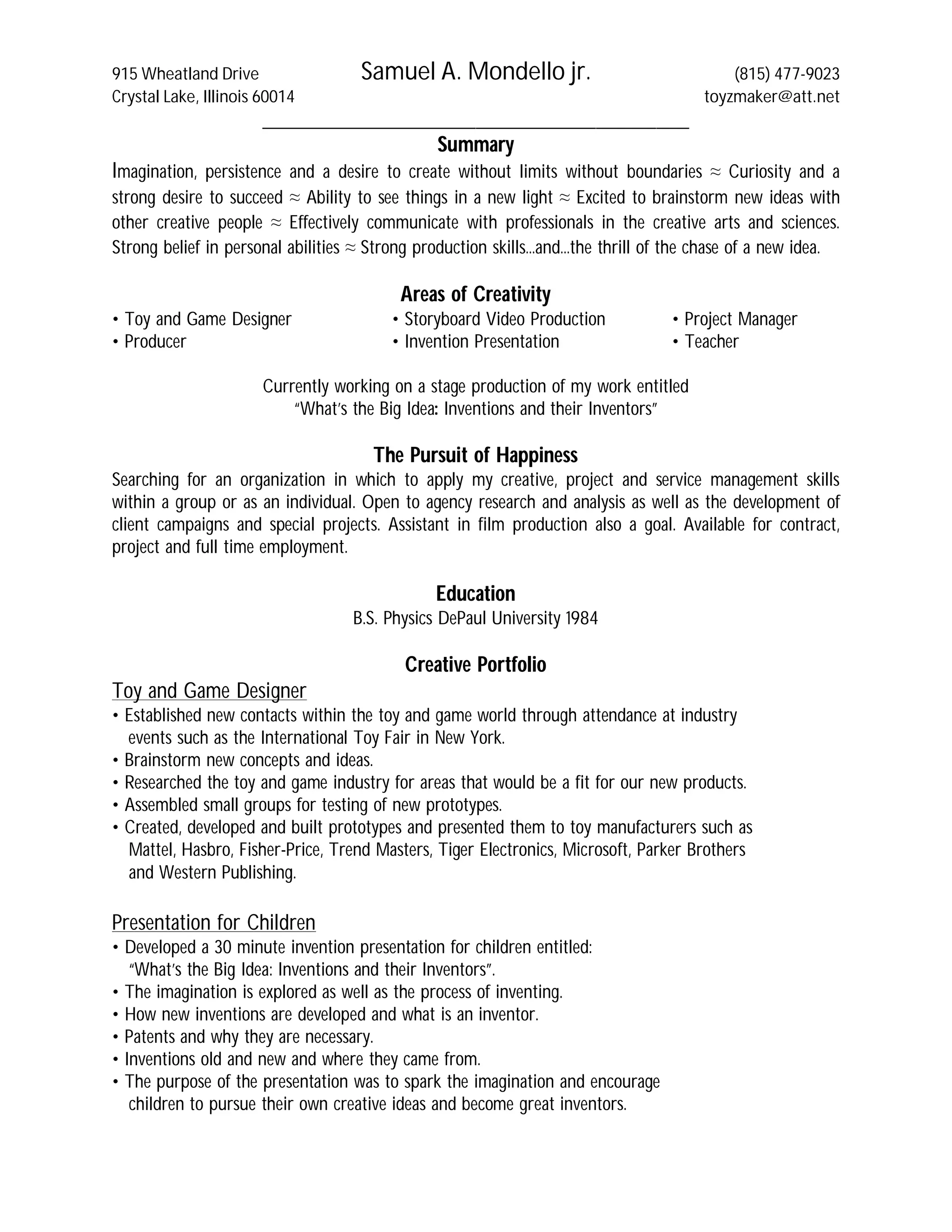 Sam Mondello Resume | PDF