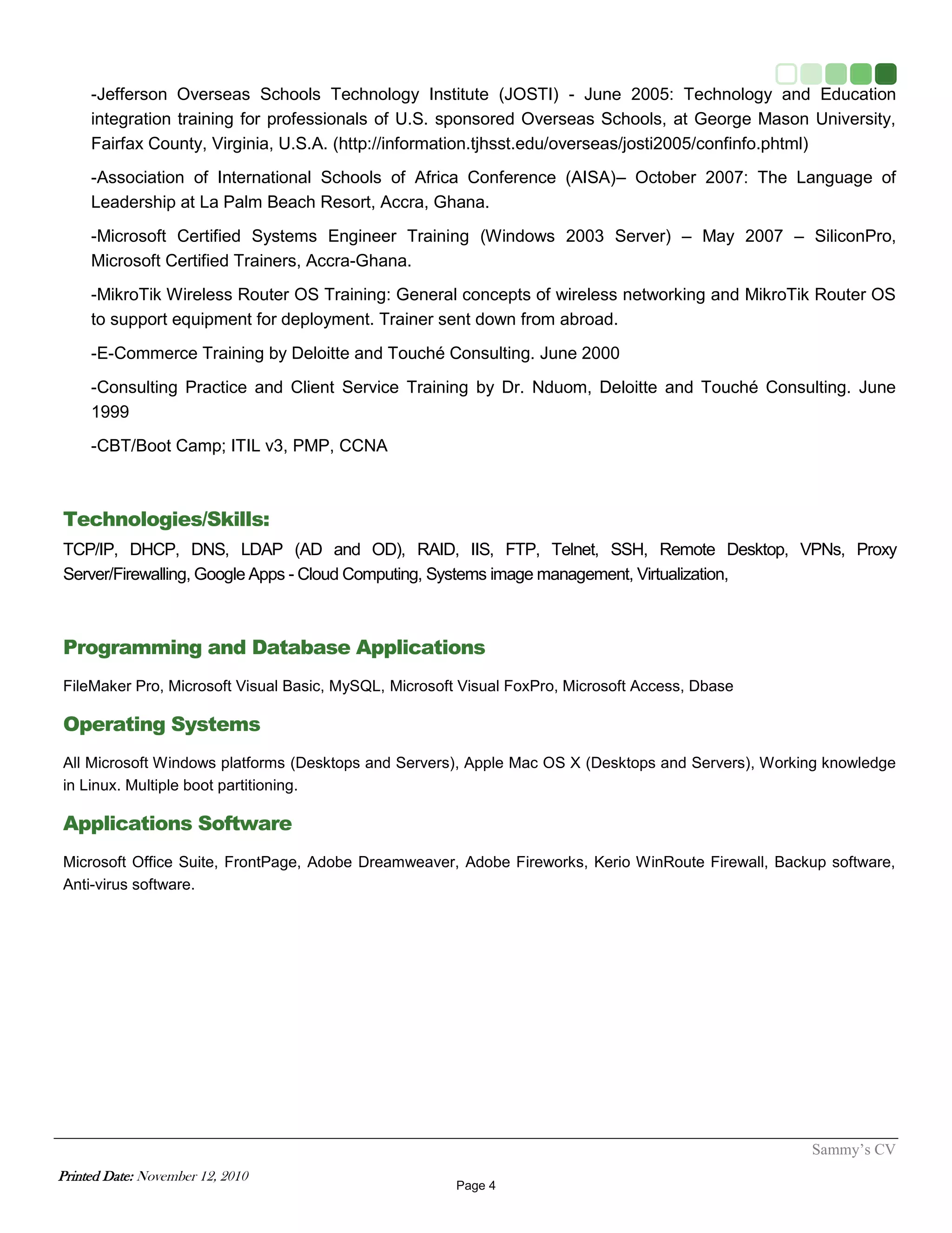 Sammys Cv November2010 | PDF