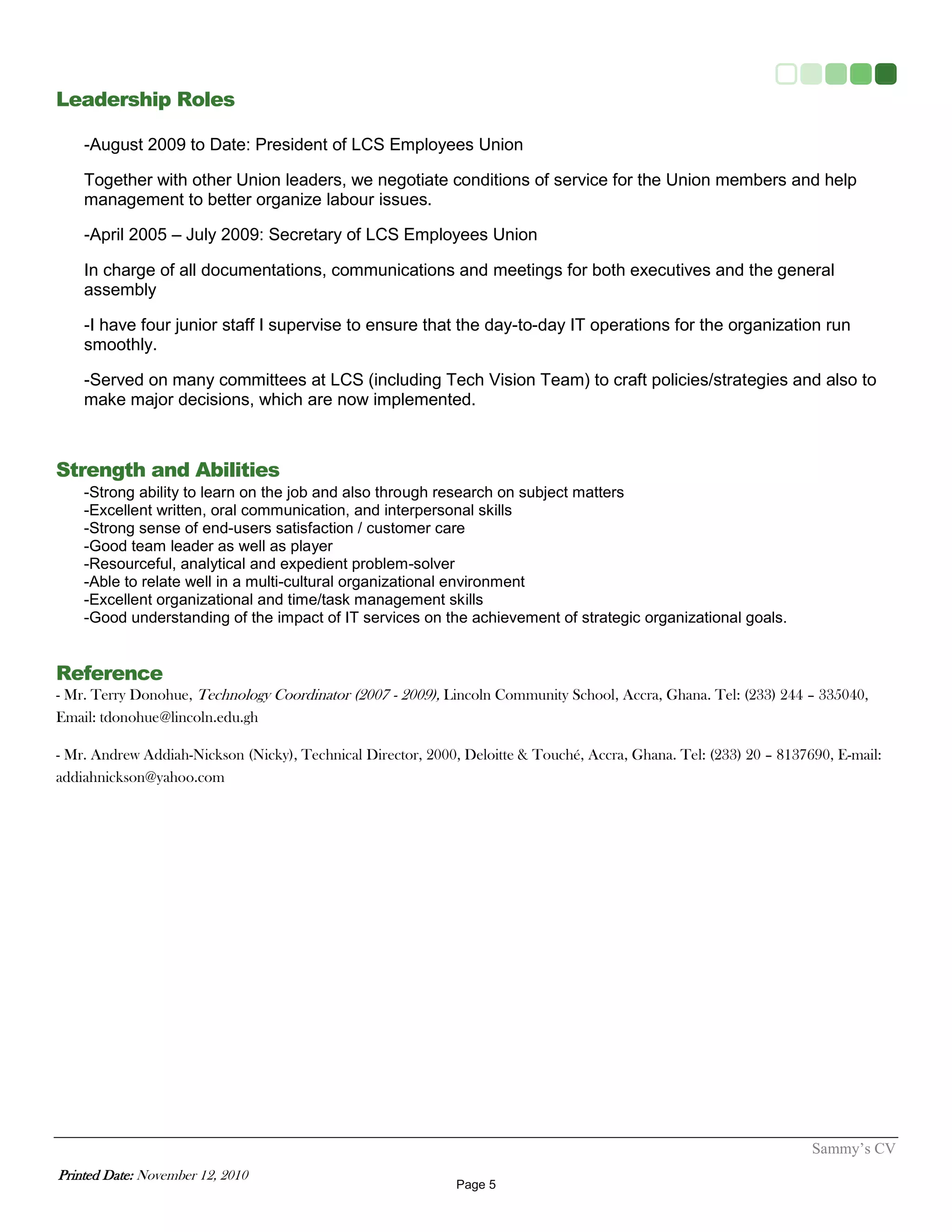 Sammys Cv November2010 | PDF