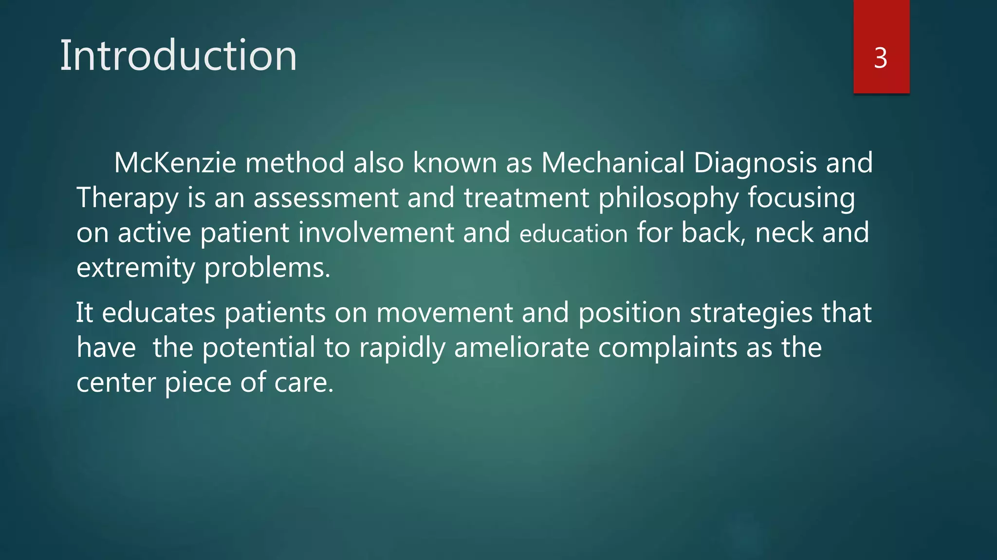 Mechanical Diagnosis and Therapy in Peripheral joint pathology: McKenzie way | PPTX