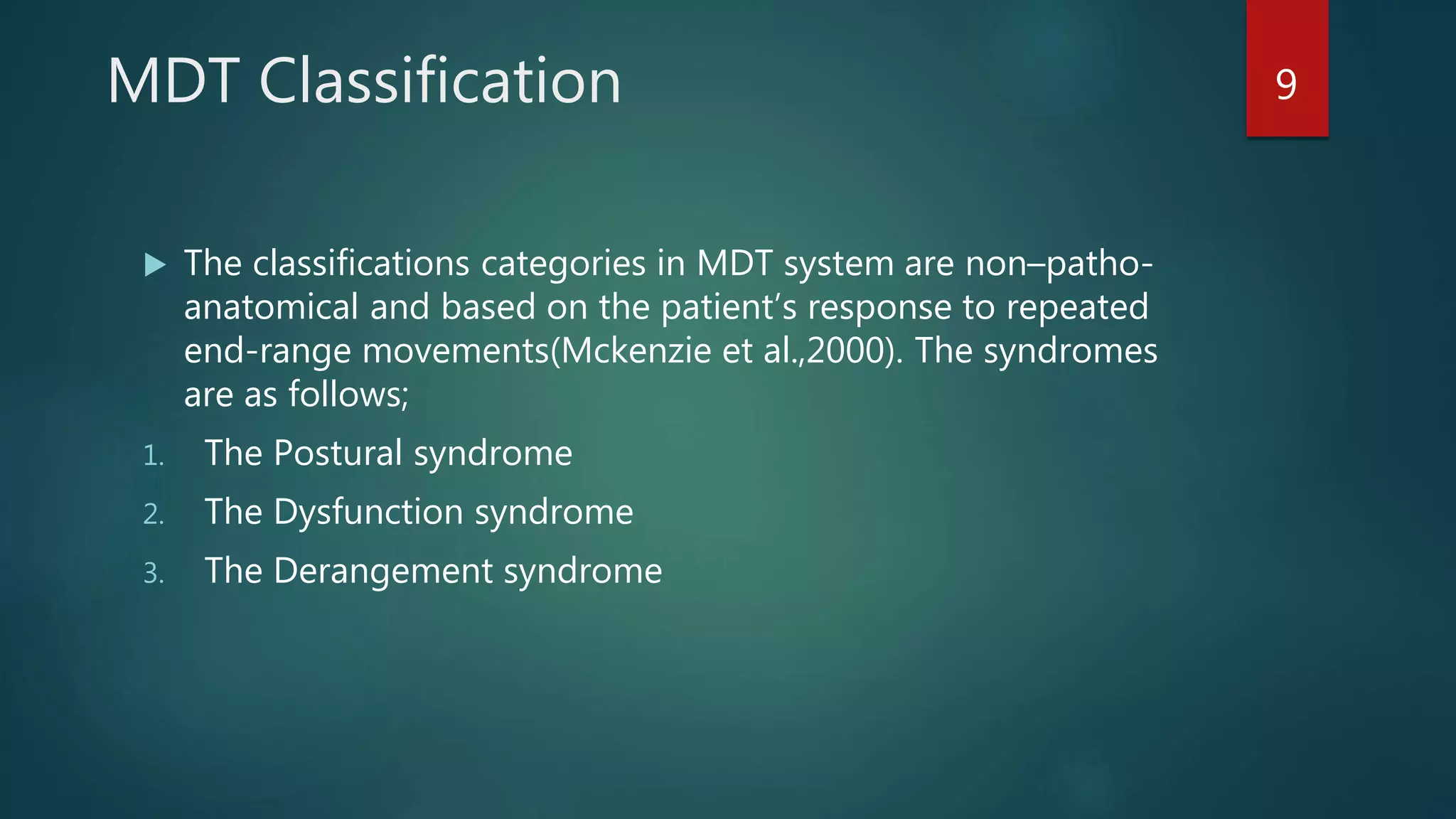 Mechanical Diagnosis and Therapy in Peripheral joint pathology ...