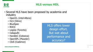 Hardware accelerator for financial application in HDL and HLS, SAMOS ...