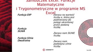 Samouczek Excel - Funkcje matematyczne i trygonometryczne | PPTX ...